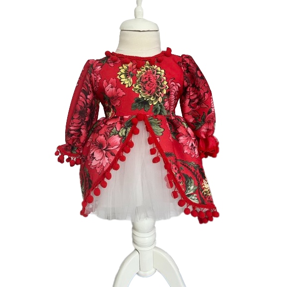 Rochie botez fetite casual, elganta, culoare rosie, varsta 3 luni - eMAG.ro