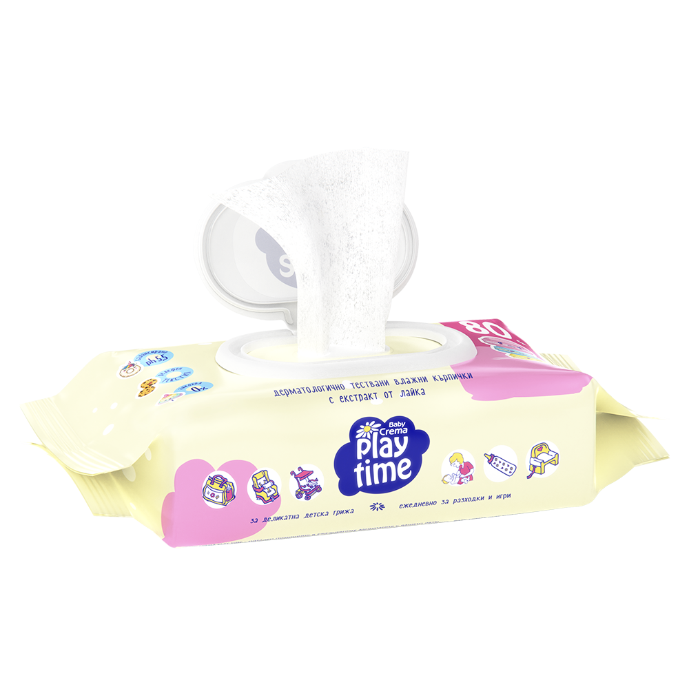 Комплект мокри кърпи Baby Crema Play Time, Син, Жълт, 12x80бр - eMAG.bg
