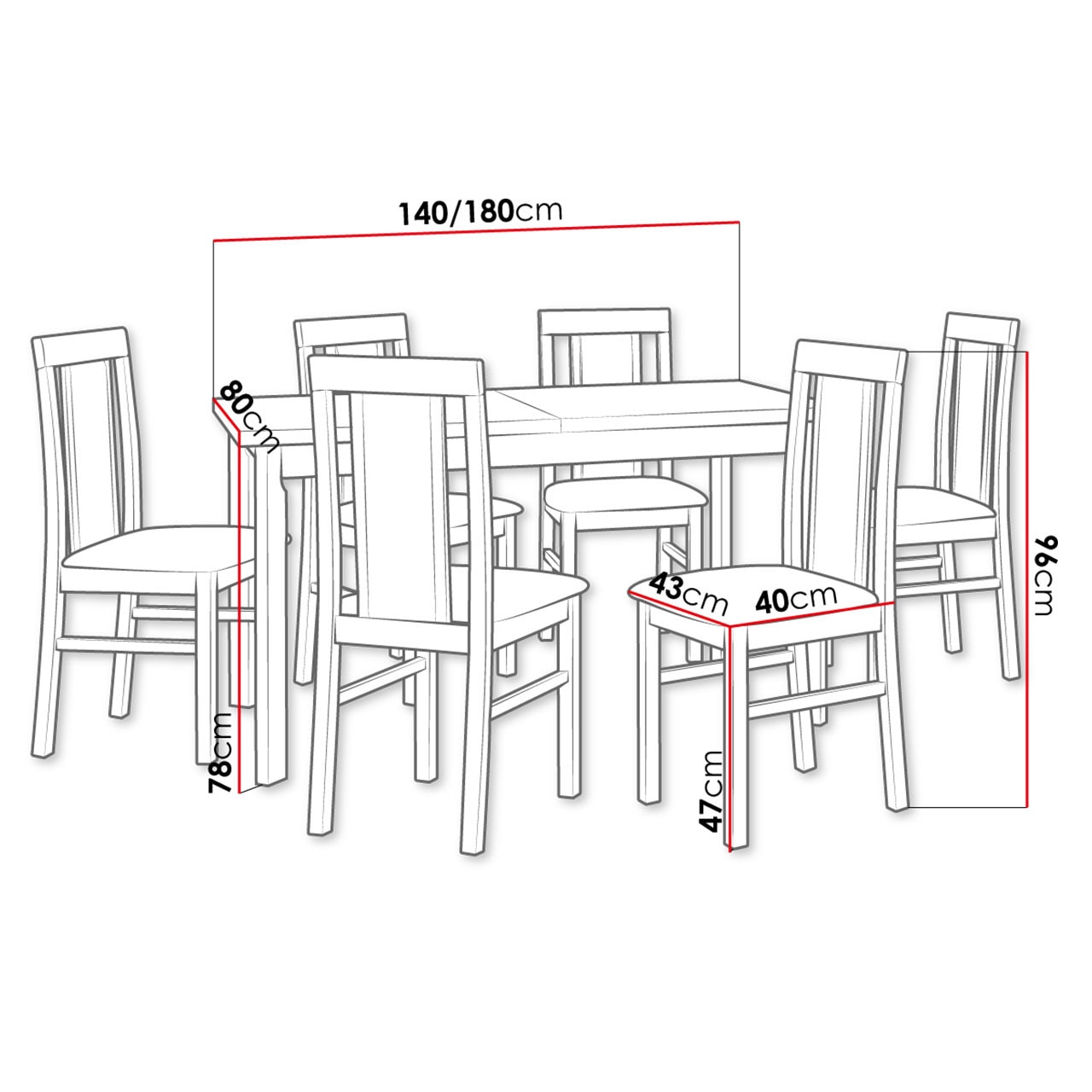Set mobila bucatarie AL020, Masa Wood 80 x 140/180 I P cu 6x scaun ...