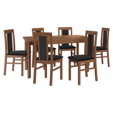 Set mobila bucatarie AL020, Masa Wood 80 x 140/180 I P cu 6x scaun ...