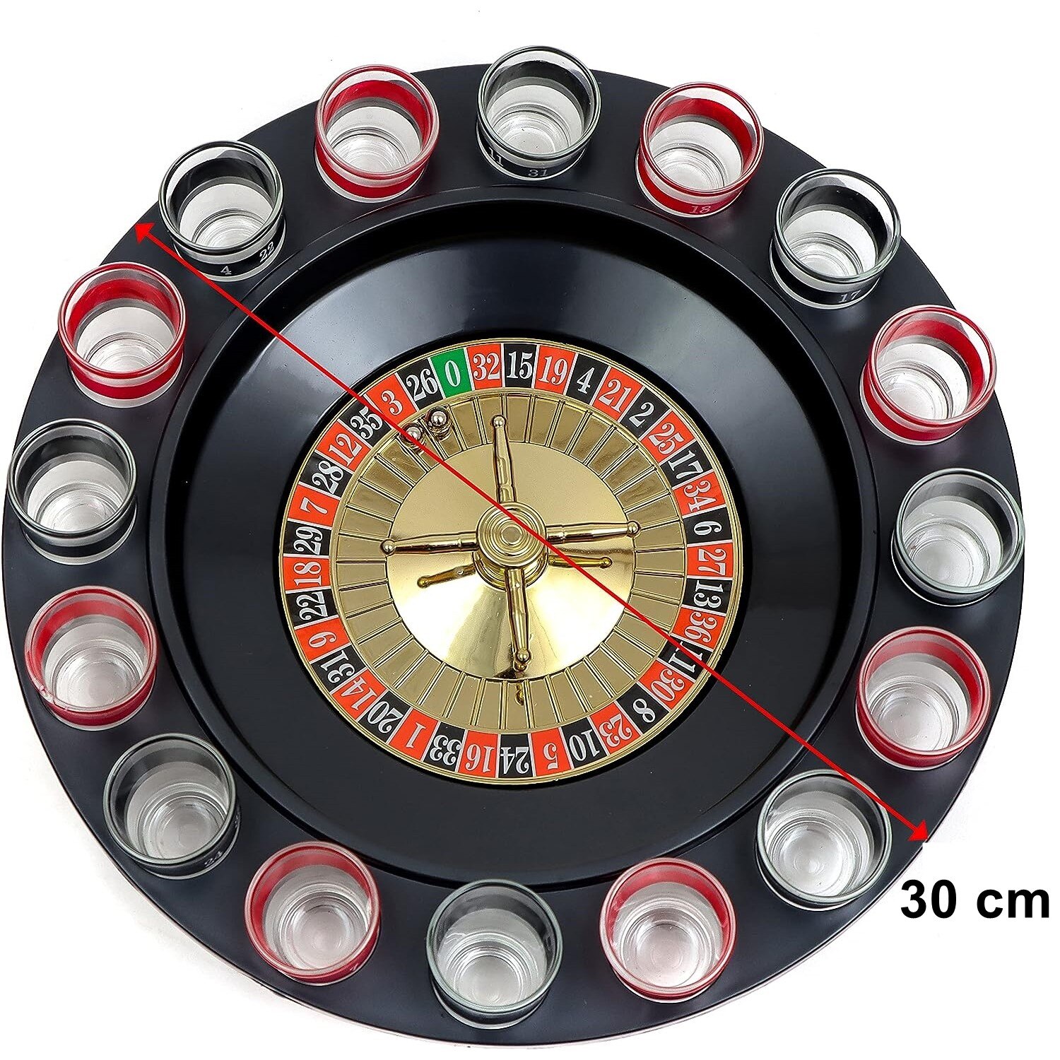 Joc de Baut Flippy, Ruleta cu Pahare de Shot, 30 cm, Rosu/Negru - eMAG.ro