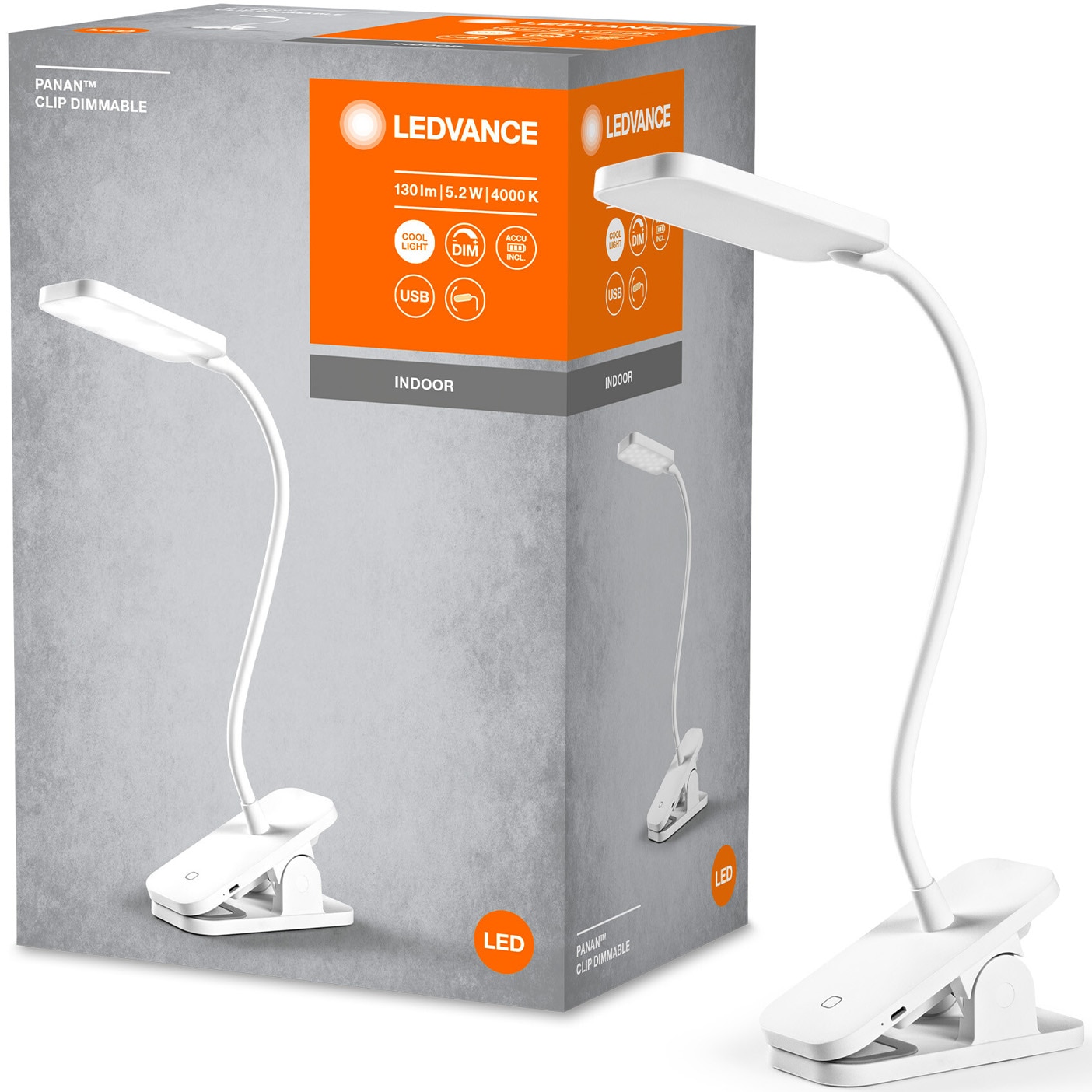Lampa de birou LED Ledvance Panan Clip, 5.2W, 130 lm, dimabila, lumina ...