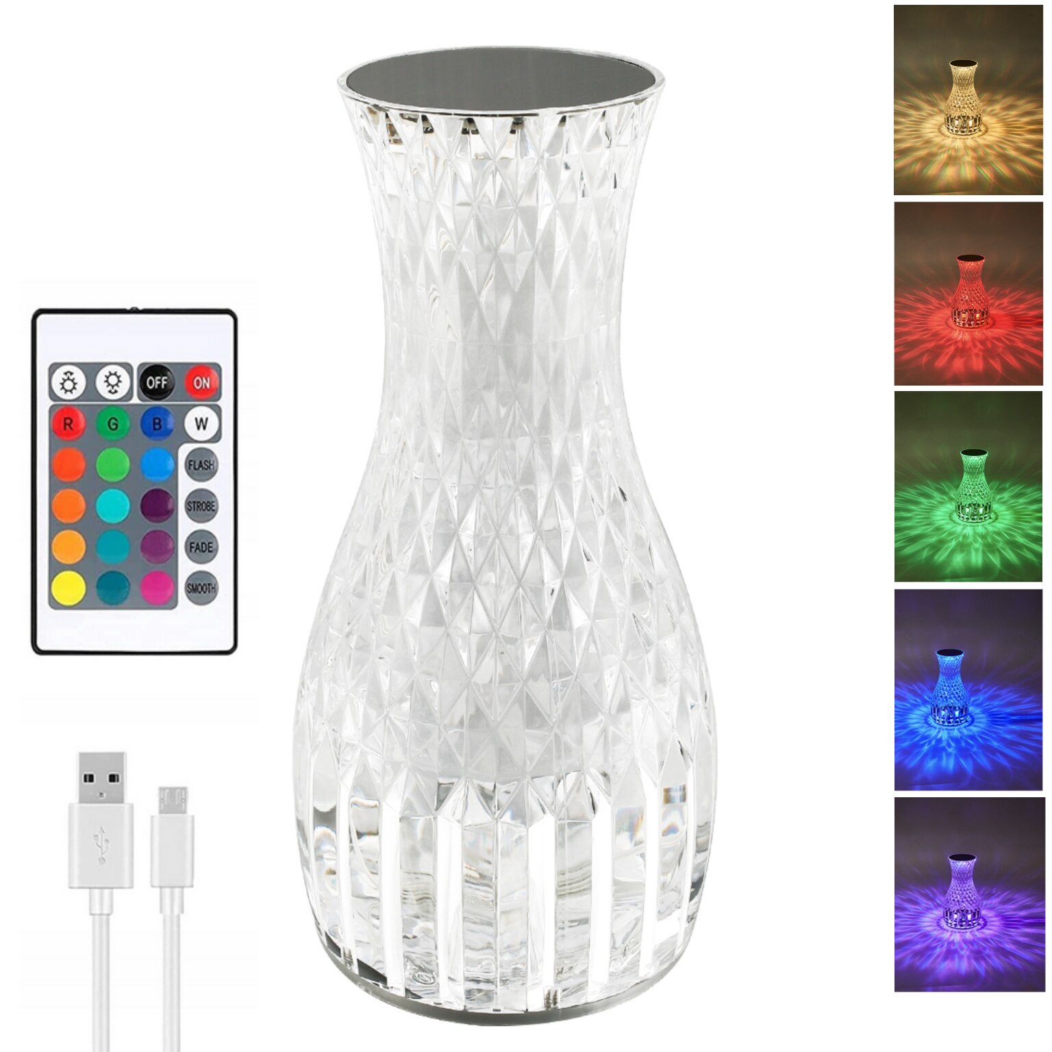Lampa LED, Vegas Light, Cu telecomanda, Incarcare USB, Multicolor - eMAG.ro