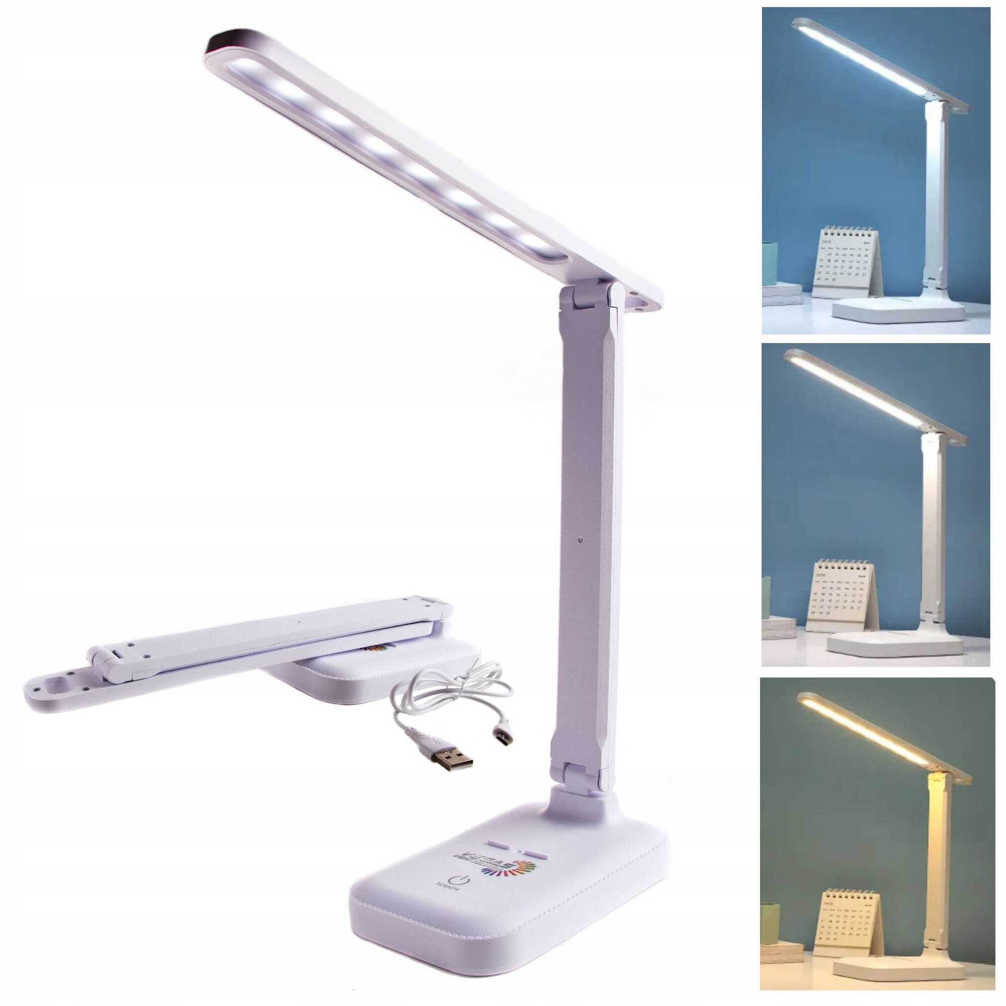 Lampa cu LED, pliabila, cu reglaj, USB, Alb - eMAG.ro