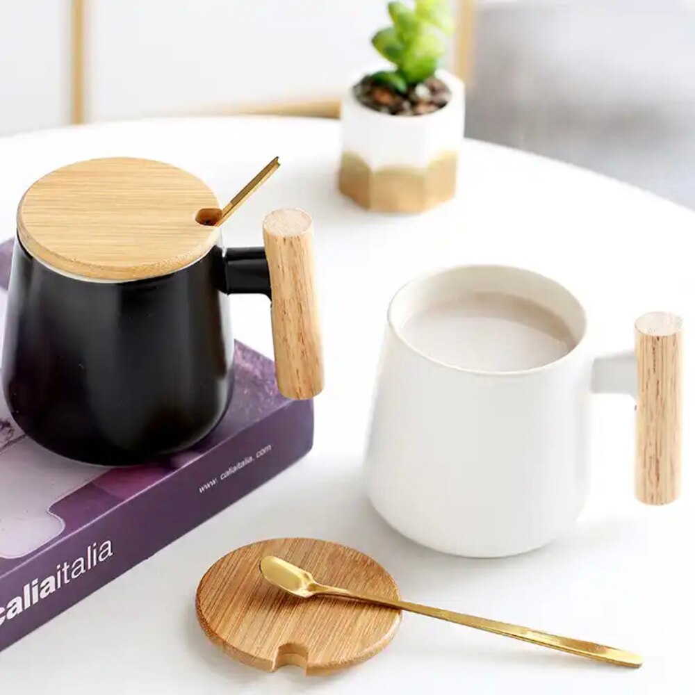 Set 2 cani cafea/ceai si lingurita, Quasar & Co.®, cu capac si maner ...