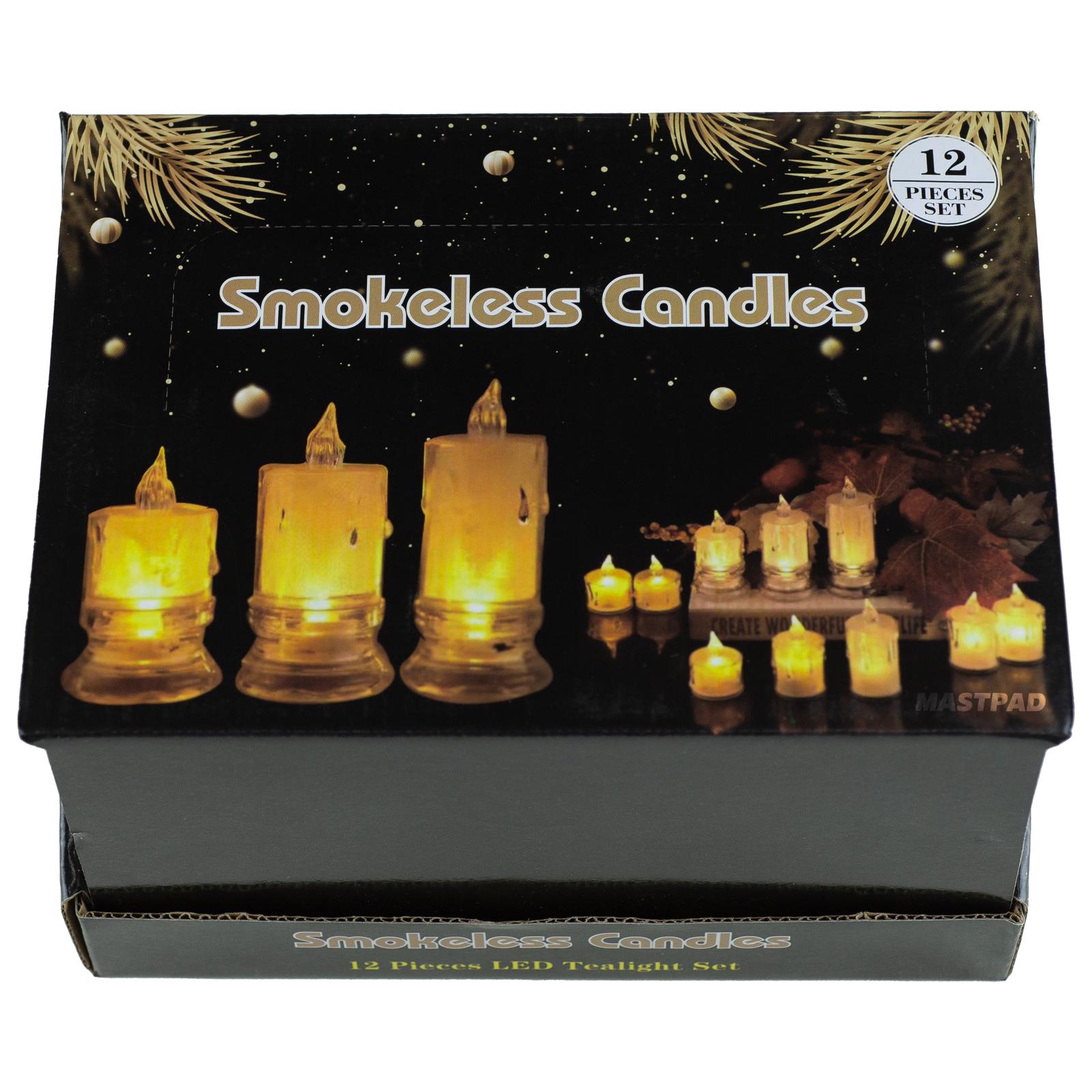 Set 12 lumanari led, transparente, cu baterii, 10,6x4,6cm - eMAG.ro