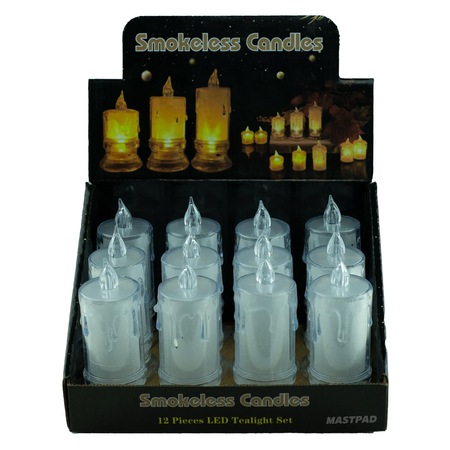 Set 12 lumanari led, transparente, cu baterii, 10,6x4,6cm - eMAG.ro