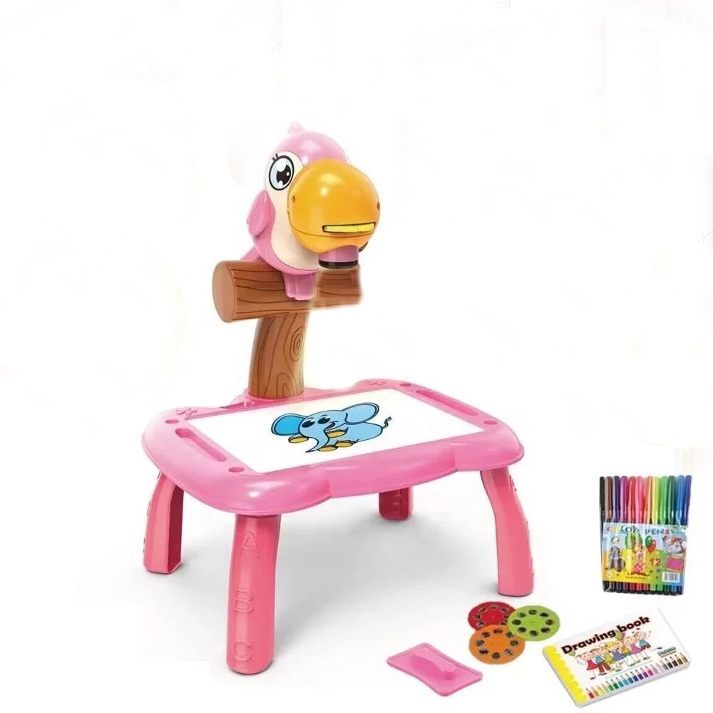 Jucarie educationala tip tabla, masuta de desenat cu proiector, 3 ...