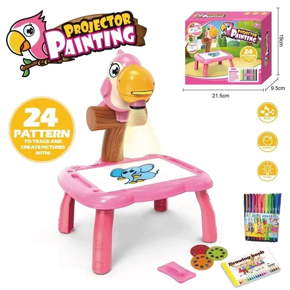 Jucarie educationala tip tabla, masuta de desenat cu proiector, 3 ...