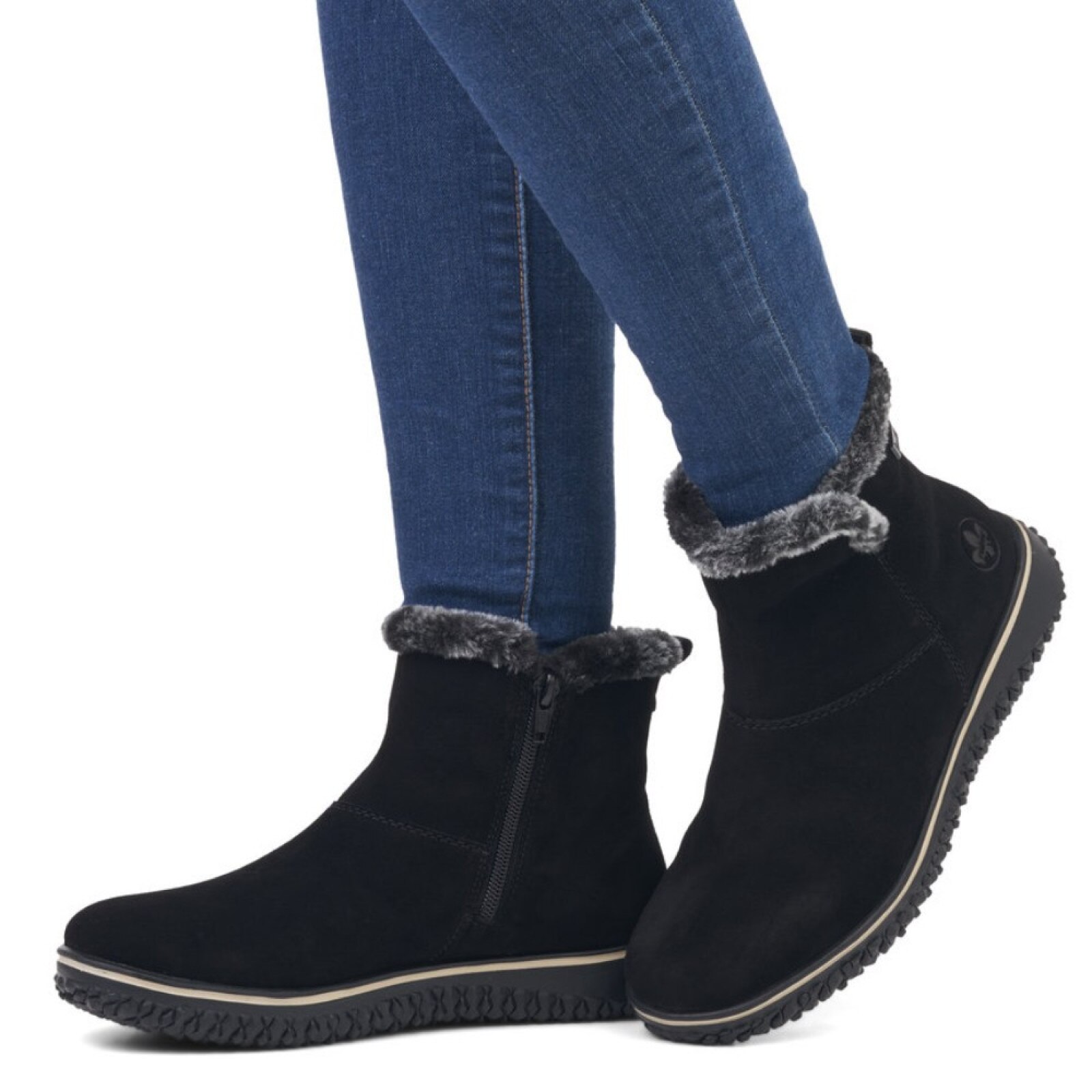 Botine scurte dama, Rieker, Piele naturala, Negru - eMAG.ro