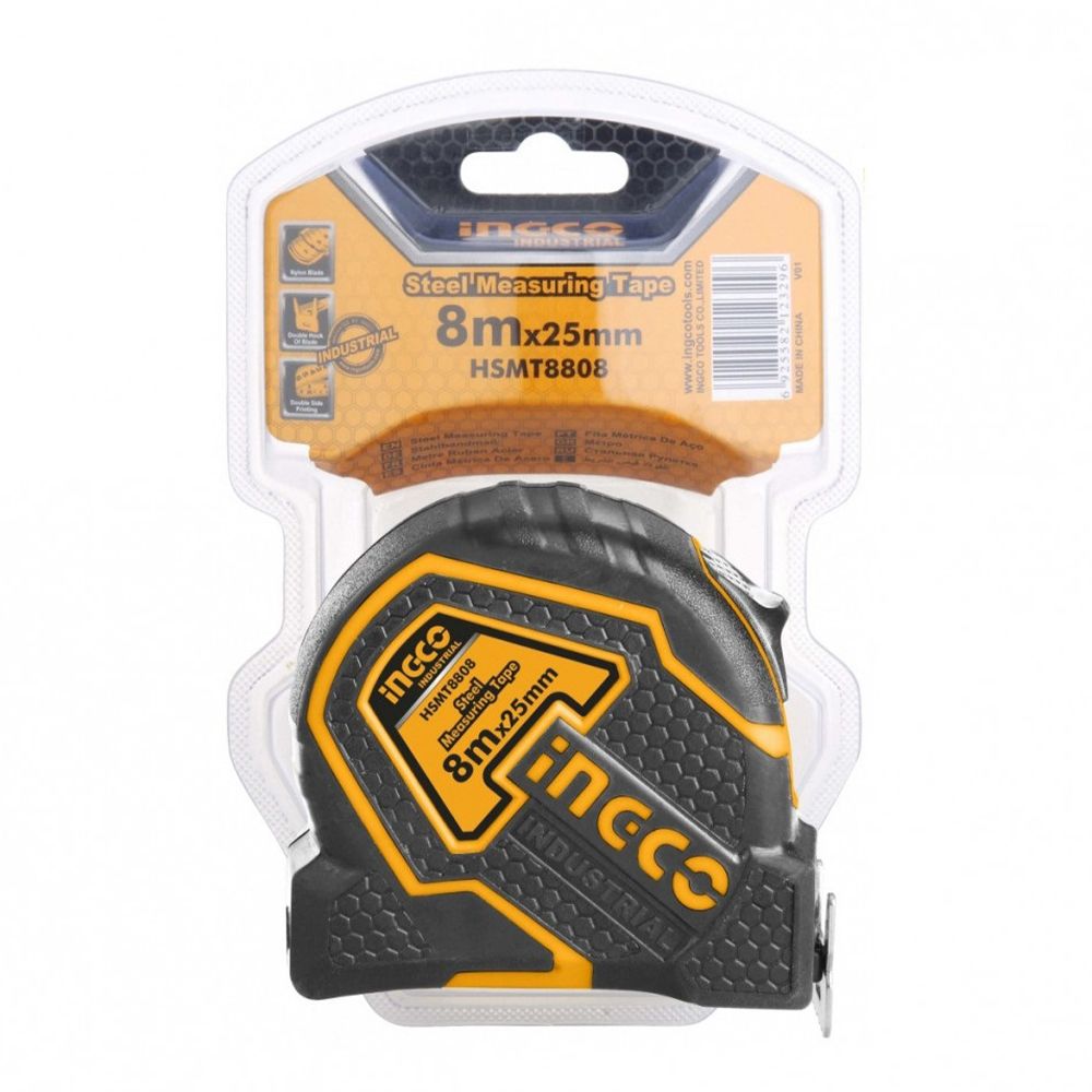 Ruleta retractabila, INGCO, de masurat cu autoblocaj, 8m x 25mm - eMAG.ro