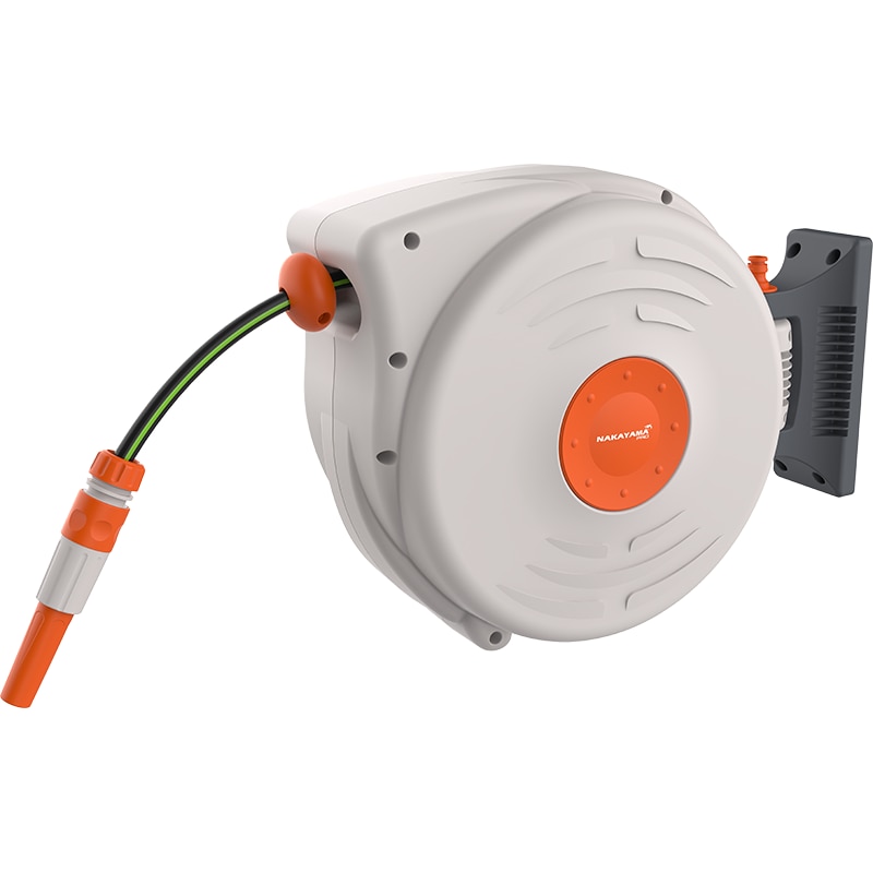 Furtun cu derulator, Nekayama Pro, 15 m, 2 conectori, Alb/Portocaliu ...