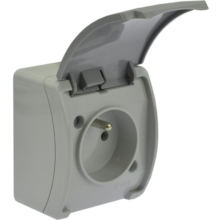 Priza aplicata cu capac, Viplast, Koala, Plastic, 2P+Z, 16A, IP44, Gri ...