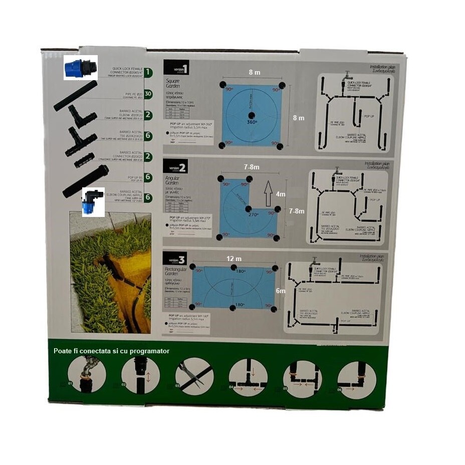 Kit irigare gazon, maximum 70 mp, MegaFermier - eMAG.ro