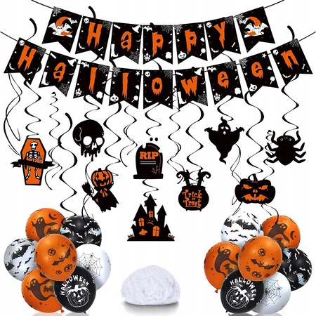 Set Decoratiuni Petrecere Halloween, Happy Halloween, Ghirlanda, Panza ...