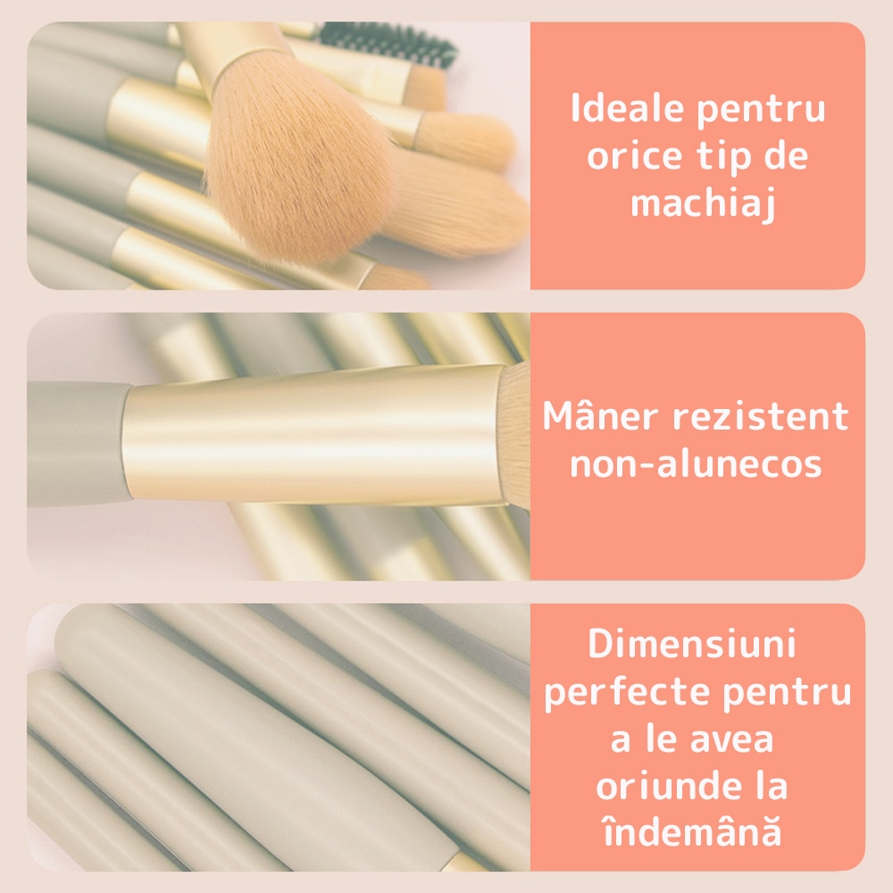 Set 8 Mini Pensule pentru Machiaj Teno®, machiaj profesional/incepatori ...