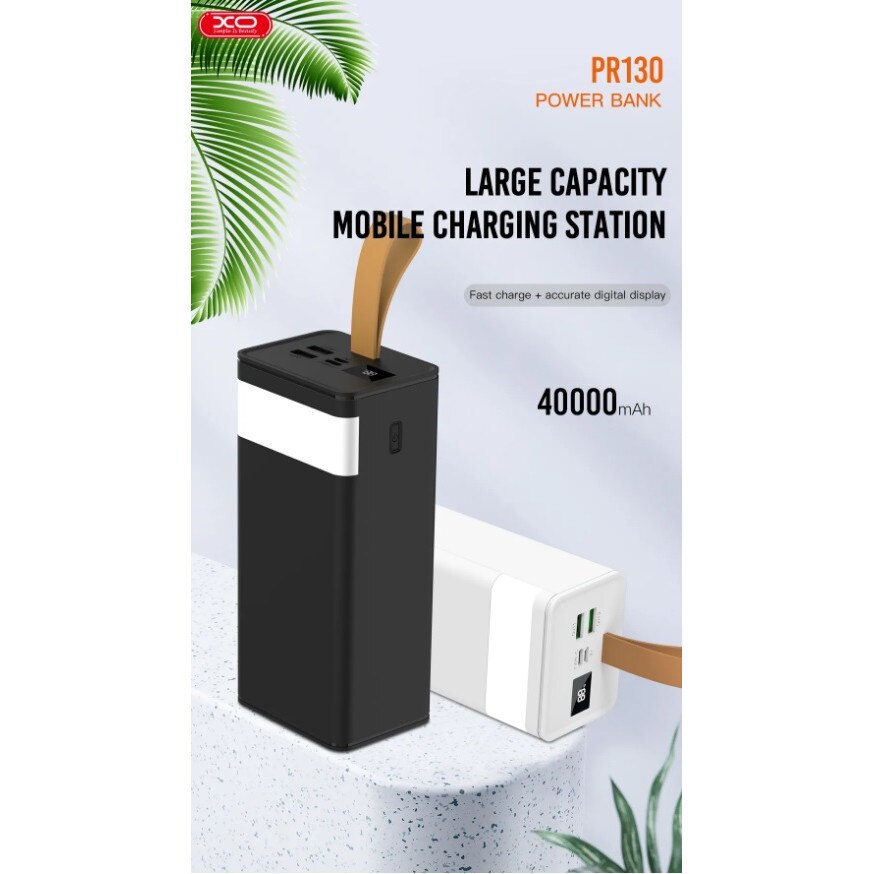 Външна батерия XO PR130 Power Bank, 40000 mAh, 20W PD, 22.5W QC - eMAG.bg