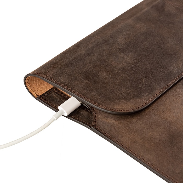 Husa laptop MacBook Air, MacBook PRO 13/14 inch, lucrata manual, piele ...