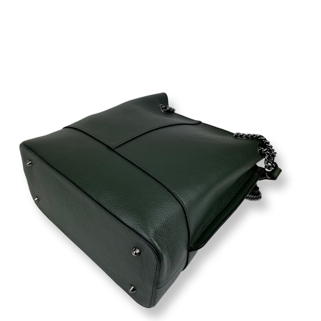 Geanta shopper Moranti, Piele naturala, Verde - eMAG.ro