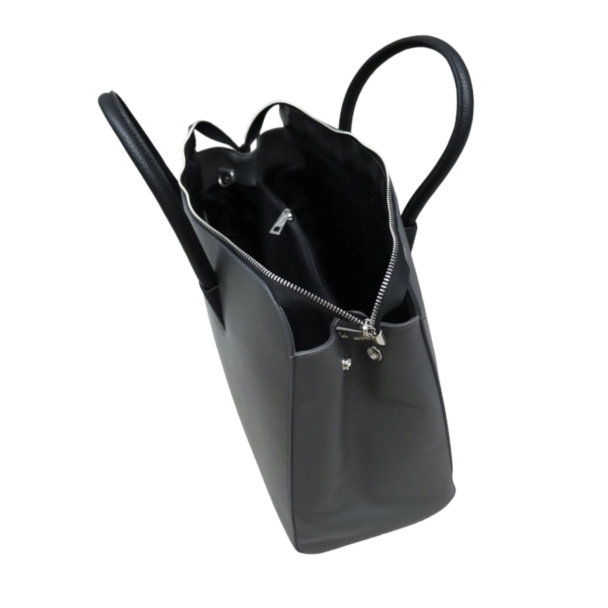 Geanta shopper, Moranti, Piele naturala, Gri - eMAG.ro