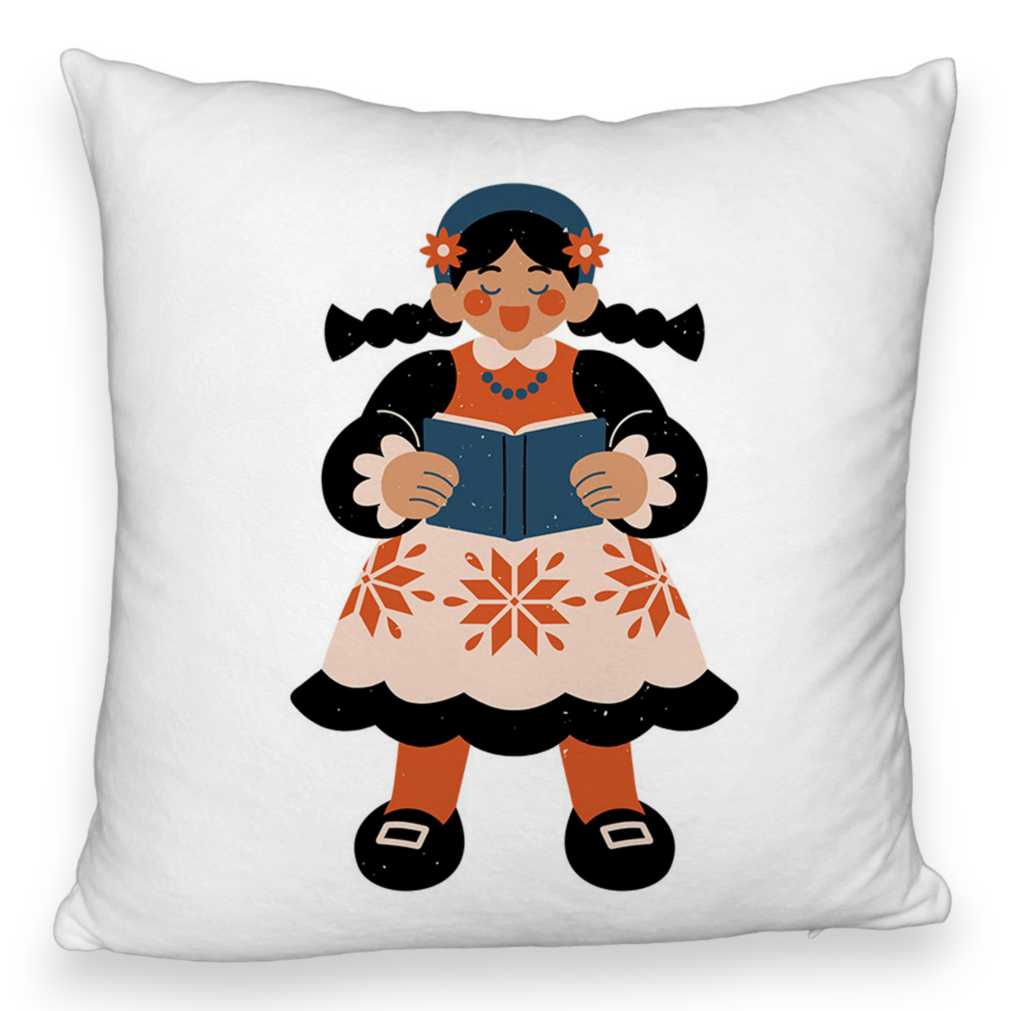 Perna Personalizata Fluffy, Model Folk, 40x40 cm, Alba, Husa Detasabila ...