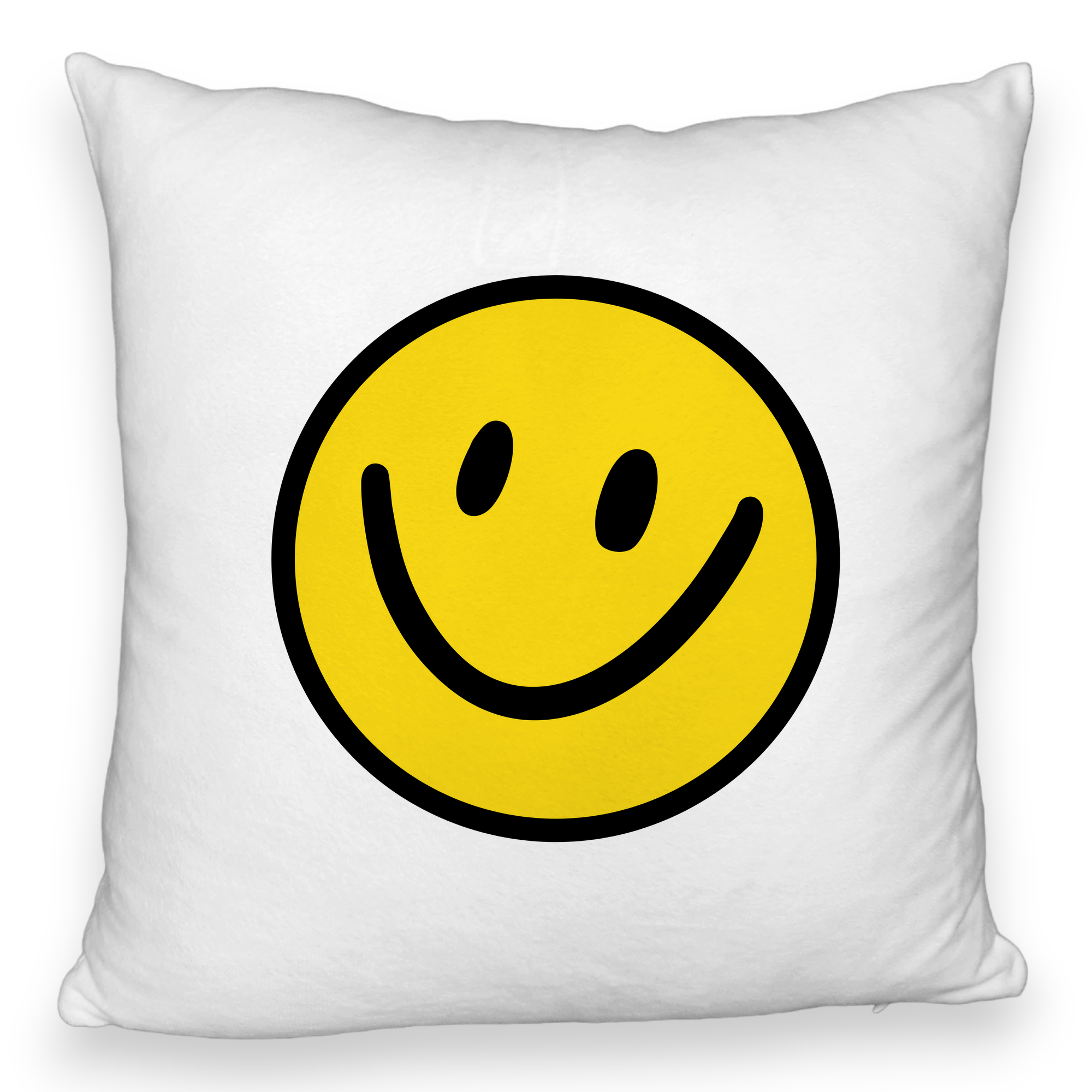 Пухкава декоративна възглавница, модел Smiley Face 2, 40x40 см, бяла, подвижна калъфка, духало ...