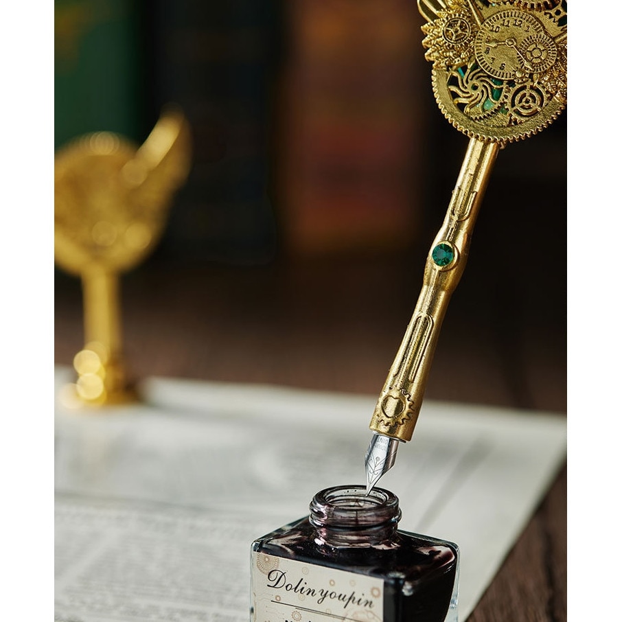 Set instrument de scris, Metal, Ceara, Auriu/Negru - eMAG.ro