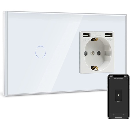 Priza Smart Touch cu port USB/USB-C, Alb - eMAG.ro