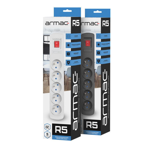 Prelungitor, Armac, 5 prize, 1.5m, Gri - eMAG.ro