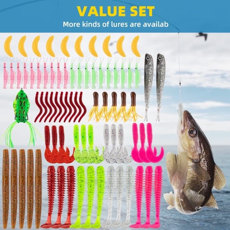 Set momeli pentru pescuit, Otel inoxidabil/Plastic, 320 Piese ...