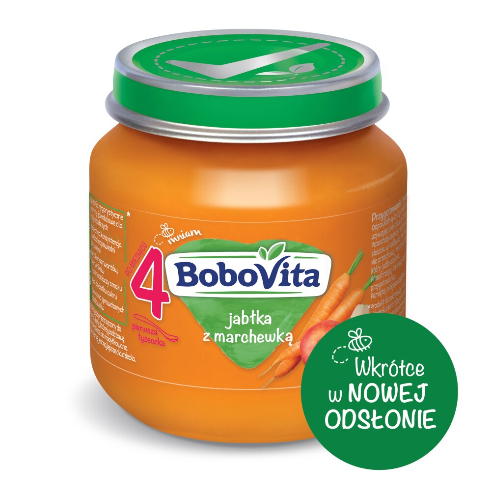Piure mere cu morcovi, Bobovita, 4 Luni, 125 G - eMAG.ro