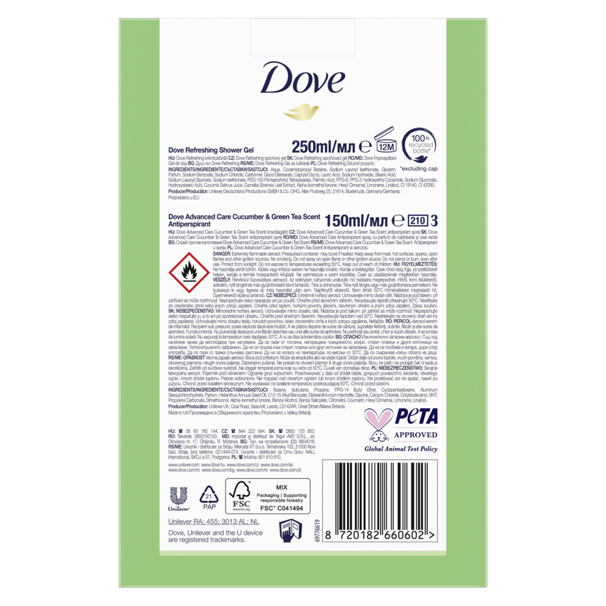 Set cadou Dove: Gel de dus Dove Refreshing 250ml + deodorant Dove ...