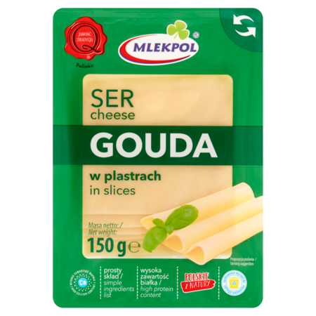 Branza Gouda in felii, Mlekpol, 150 g - eMAG.ro