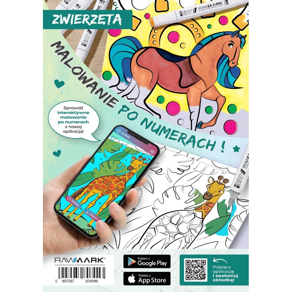 Cartea de colorat interactiva, Rawmark Animals, 10 pagini, AR BOX, 2023 ...