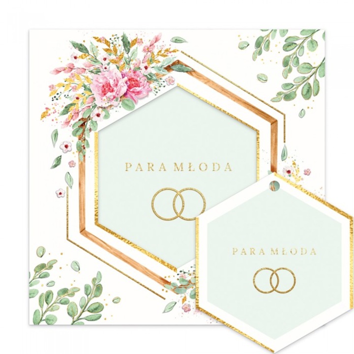 Felicitare pentru nunta cu card si plic, Henry, Model flori, 15 x 15 cm ...