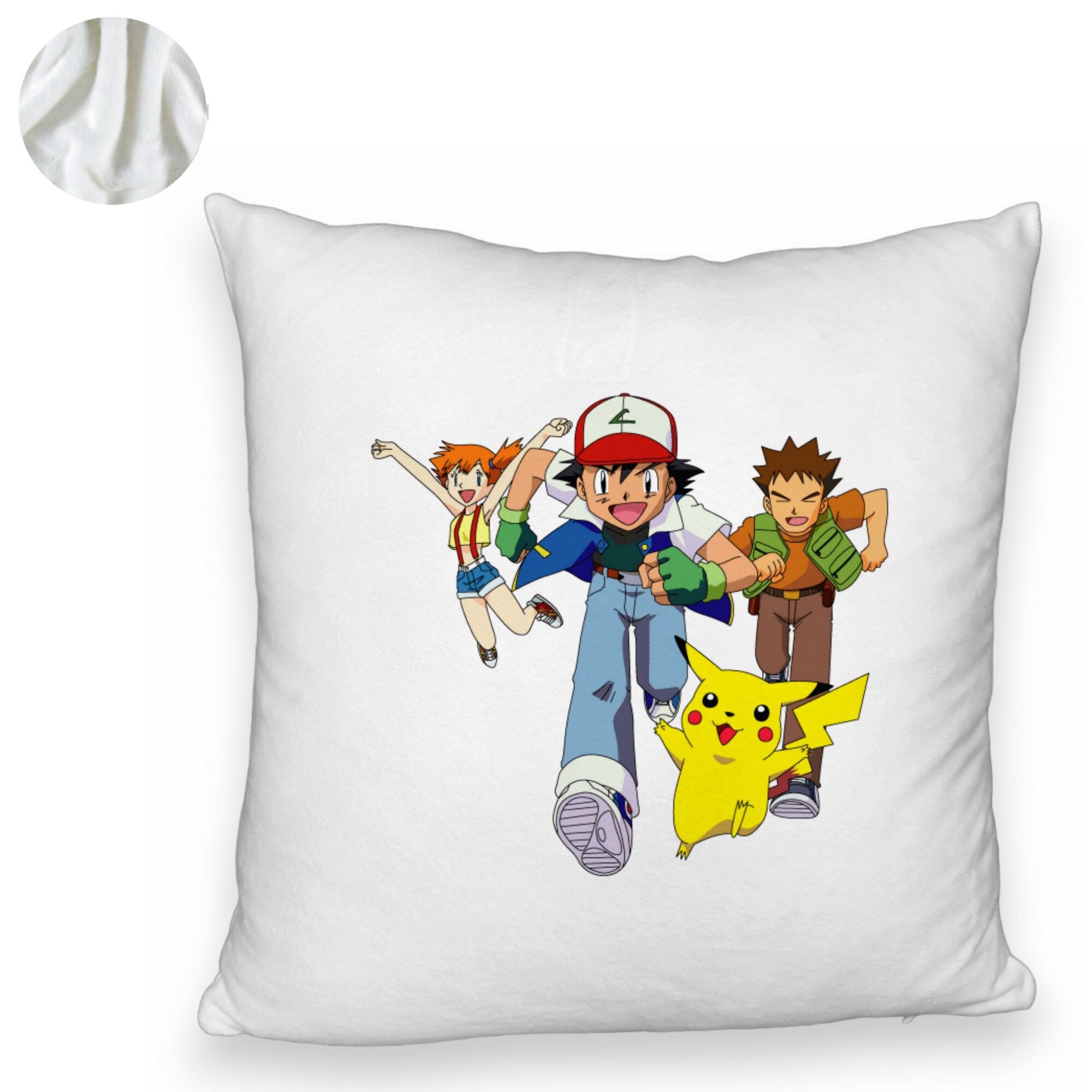 Perna Decorativa Fluffy cu Pokemon Pikachu, 40x40 cm, Alba, Husa ...