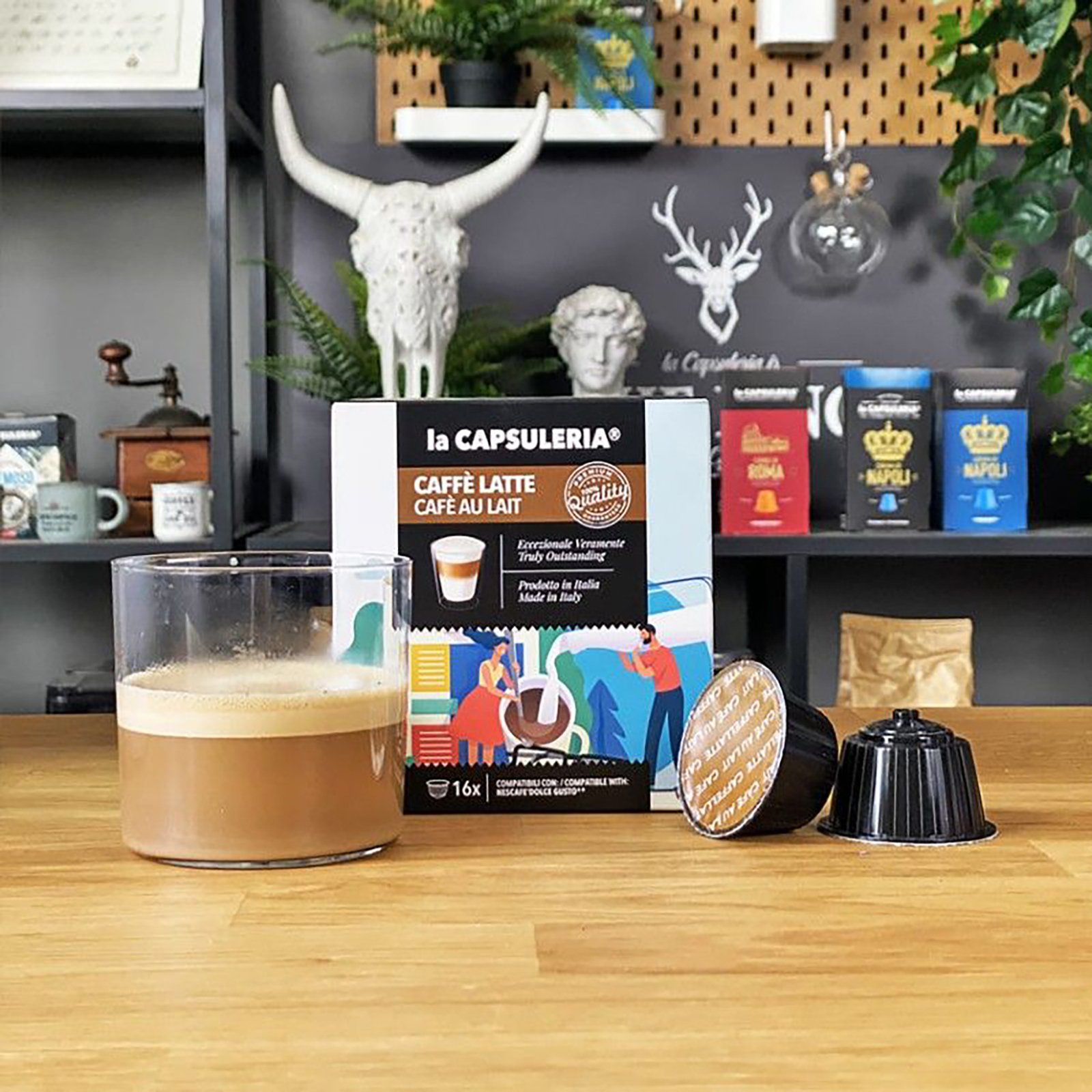 Set 16 capsule Caffe Latte/Cafe au Lait, compatibile Nescafe® Dolce Gusto®, La Capsuleria - eMAG.ro