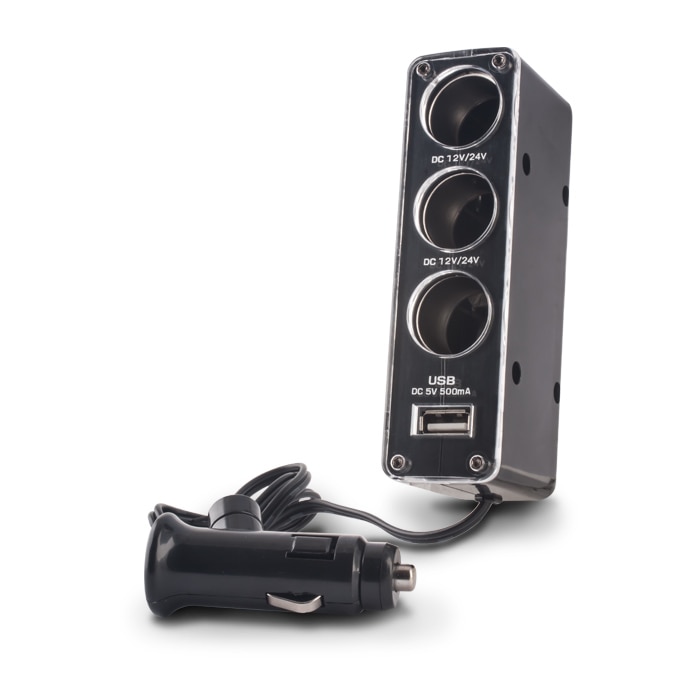 Splitter priza bricheta auto 3in1 si cablu negru CSS-03 - eMAG.ro