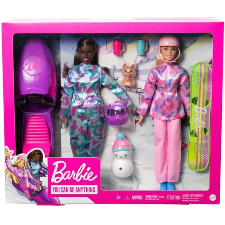Set doua papusi Barbie, Barbie Winter Sports Playset, 30cm - eMAG.ro