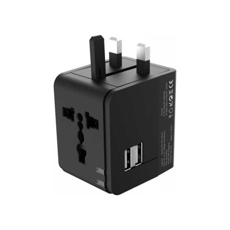 Adaptor Priza Universal 6A +2x USB max 2.4A negru XO WL01 - eMAG.ro