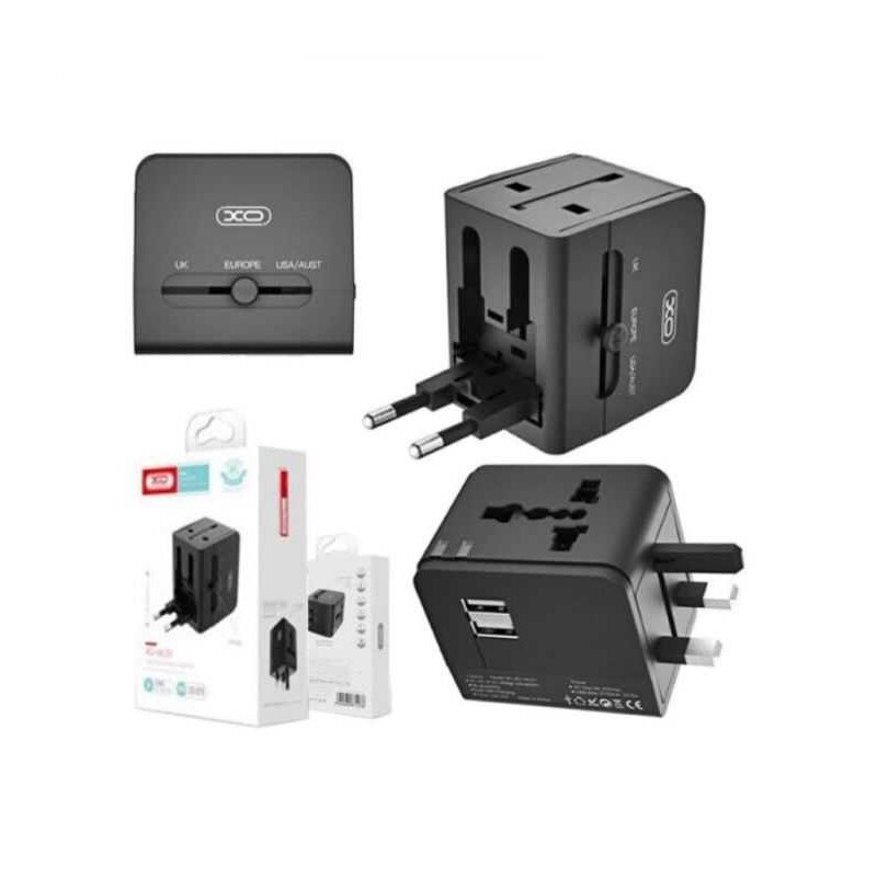 Adaptor Priza Universal 6A +2x USB max 2.4A negru XO WL01 - eMAG.ro
