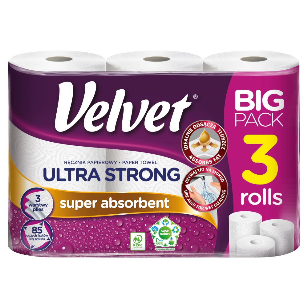 Prosoape de hartie Velvet Ultra Strong, 3 straturi, 85 de foi, set 3 ...