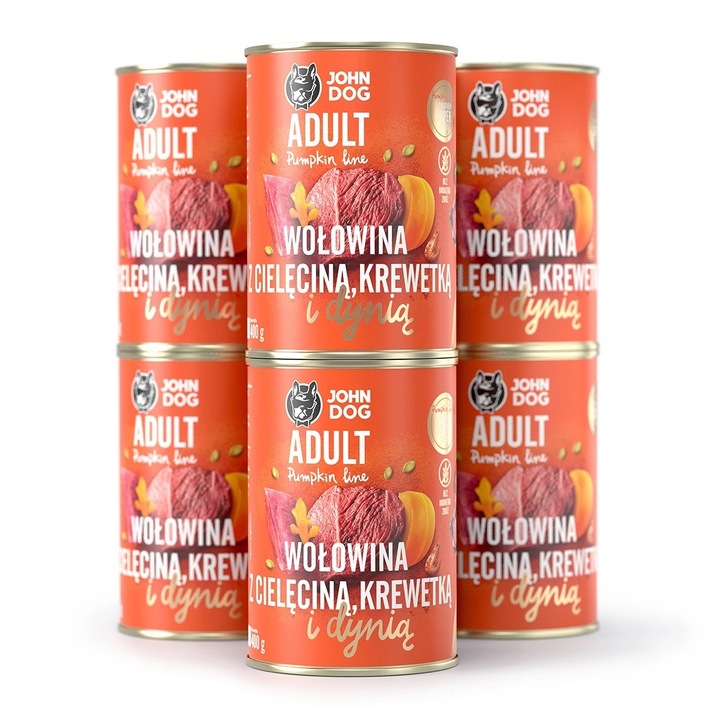 Set 6 conserve hrana caini, John Dog, Carne de vita/vitel/creveti ...