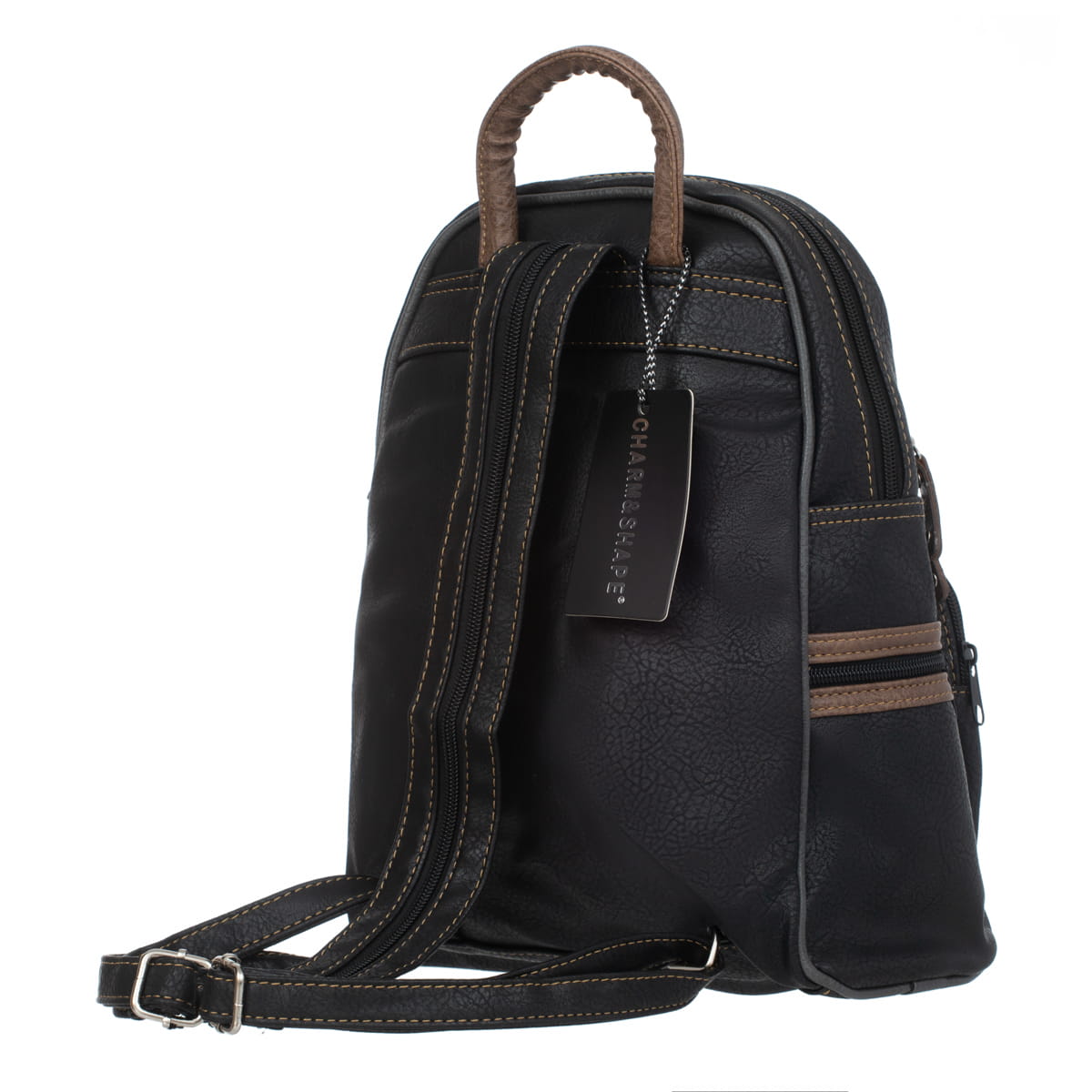 Rucsac de dama, Charm&Shape, Piele ecologica, Negru/Gri - eMAG.ro