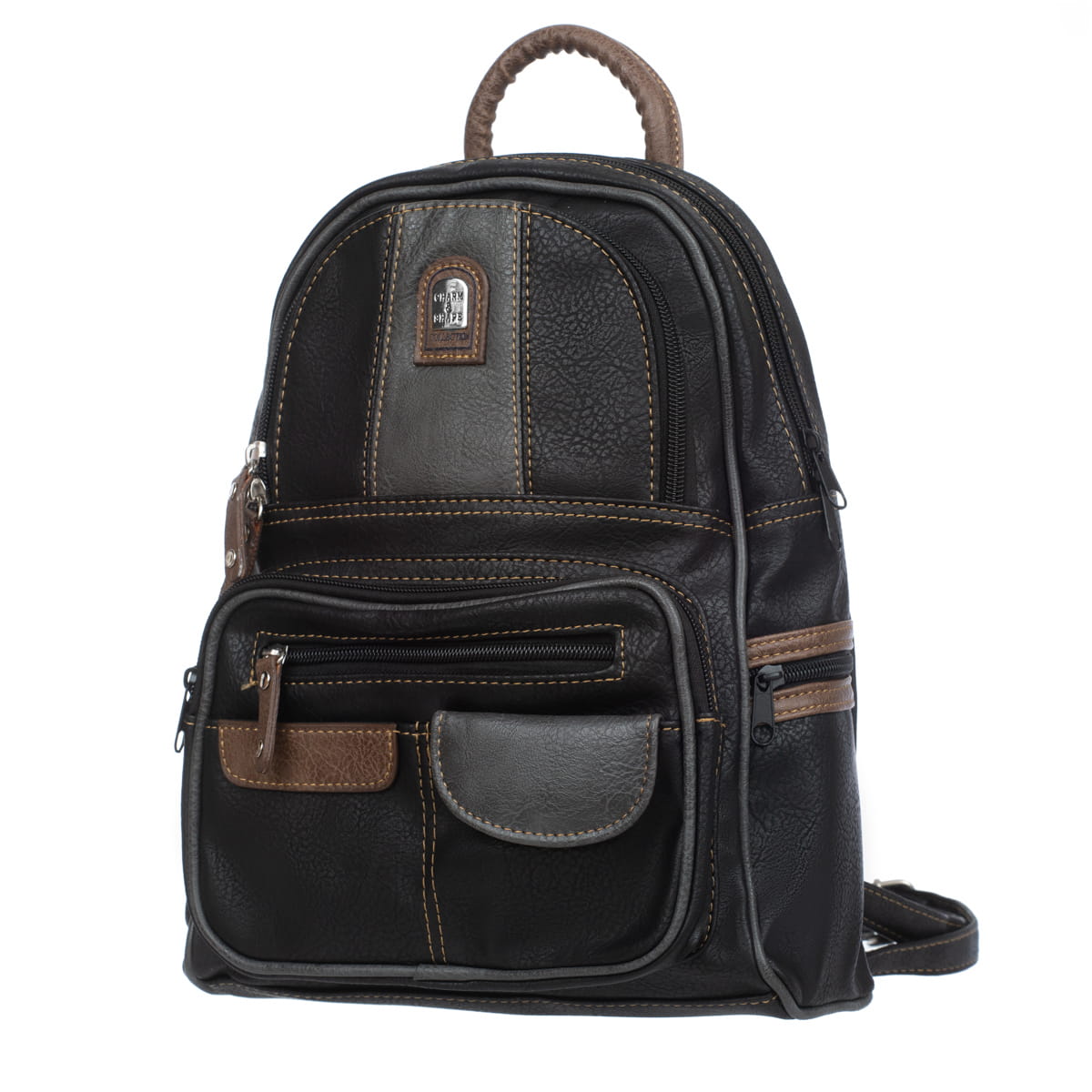 Rucsac de dama, Charm&Shape, Piele ecologica, Negru/Gri - eMAG.ro
