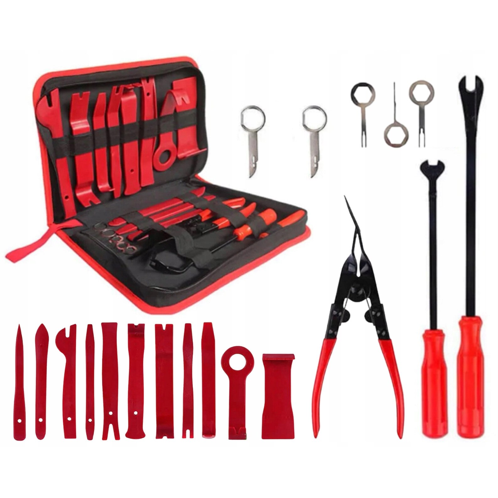 Set accesorii demontare tapiterie auto, AutoDor, Negru/Rosu - eMAG.ro