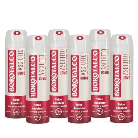 Set 6 bucati Borotalco Deo Spray Uomo Asciutto Parfummo Ambrato 150 ml ...