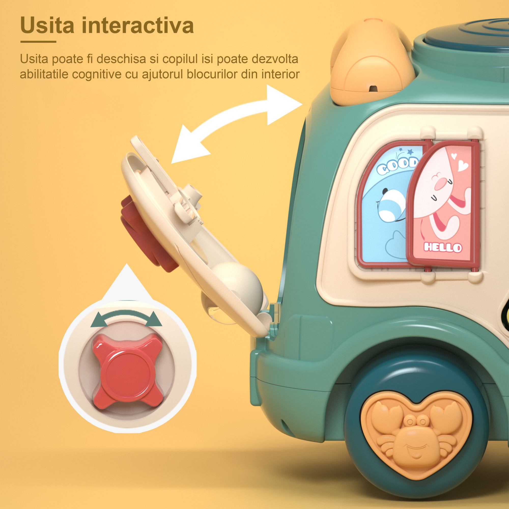 Jucarie Interactiva pentru Copii Mavio®️, Telefon Educativ Tip Autobuz ...
