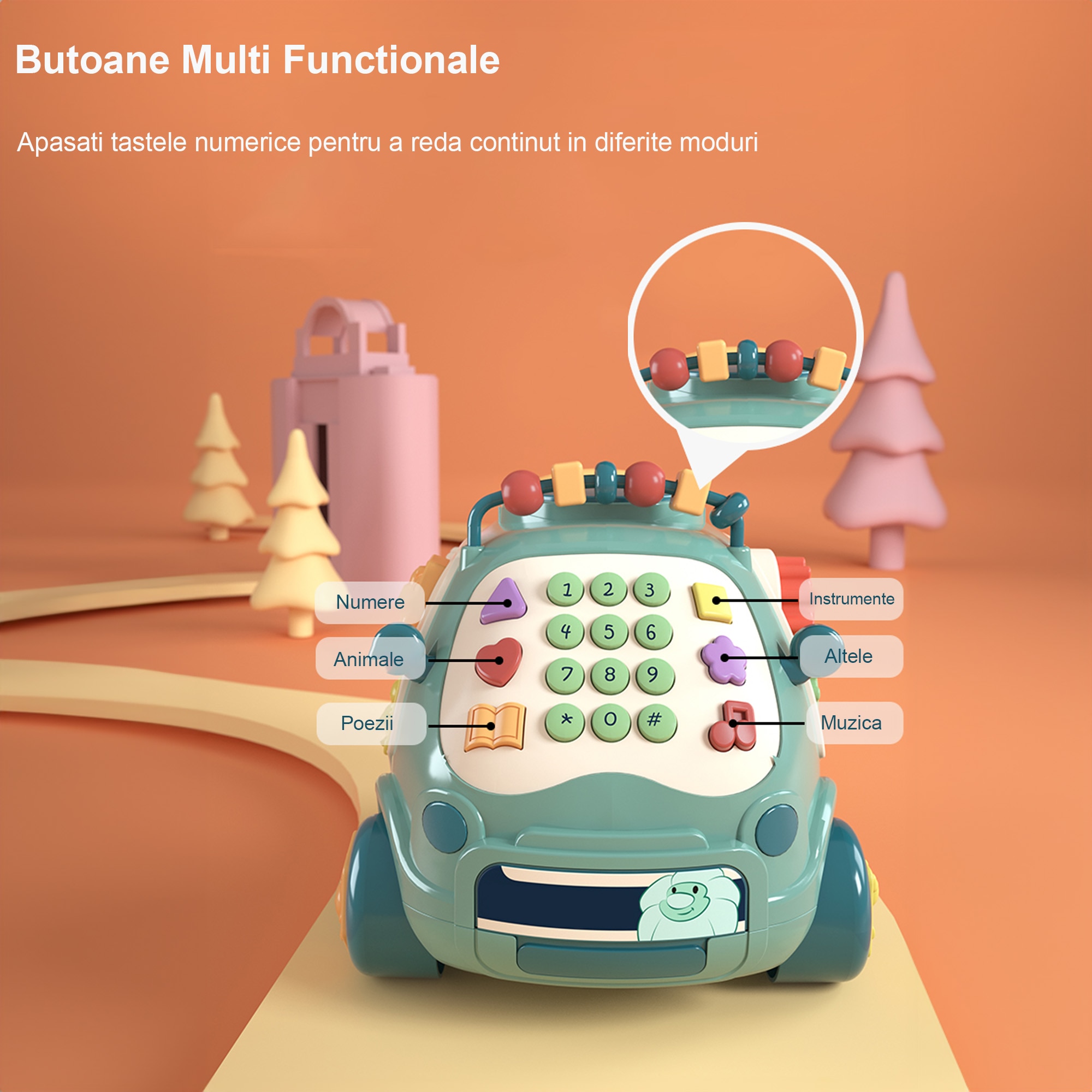 Jucarie Interactiva pentru Copii Mavio®, Telefon Educativ Tip Autobuz ...