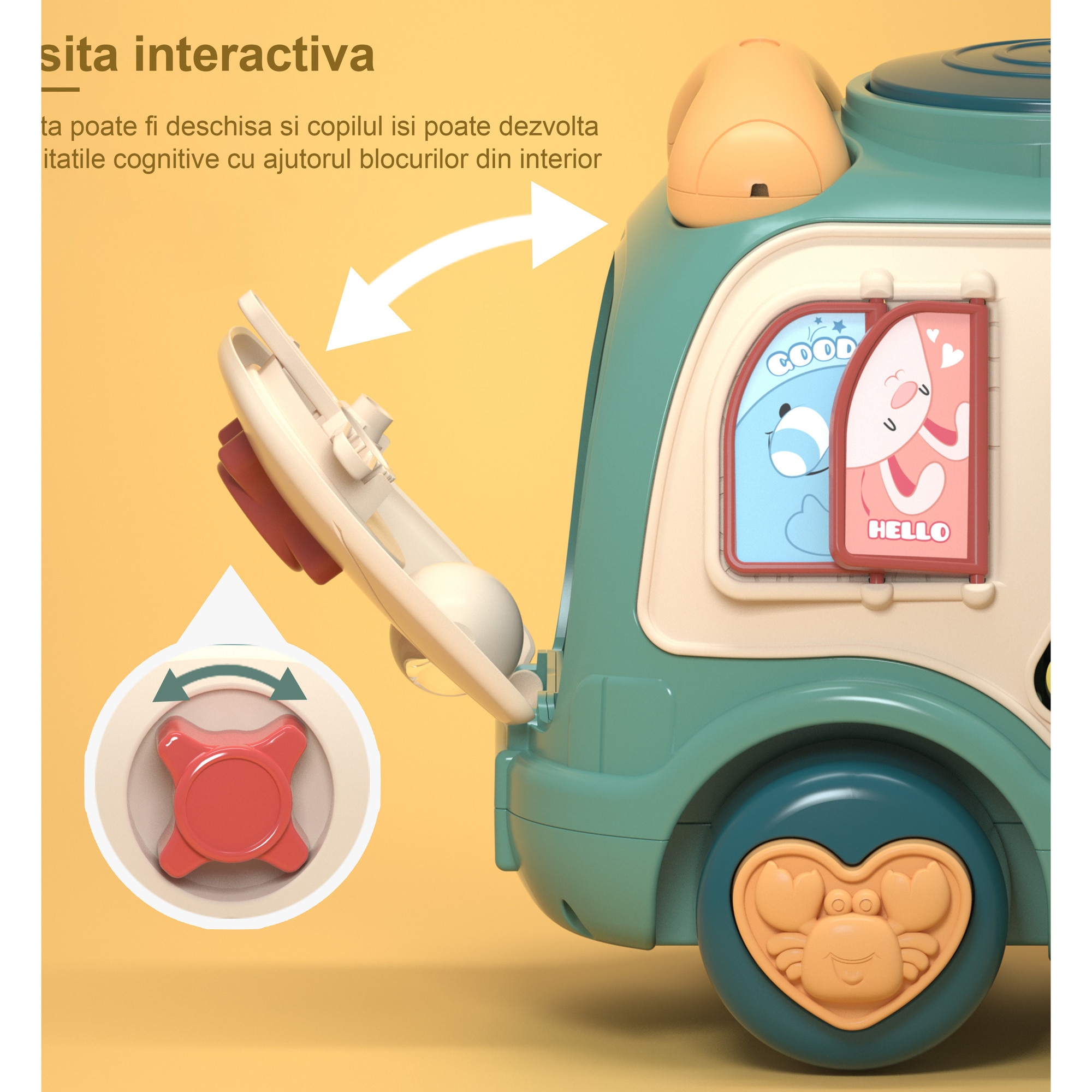 Jucarie Interactiva pentru Copii Mavio®, Telefon Educativ Tip Autobuz ...